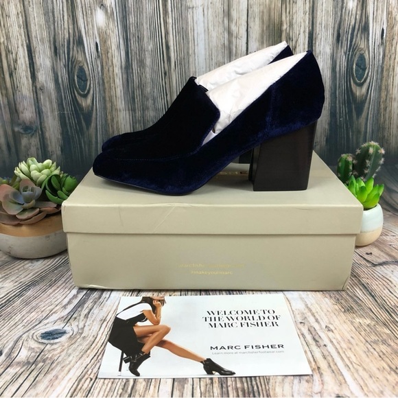 Marc Fisher | Shoes | Marc Fisher Ltd Marlo Blue Velvet Pump Loafers Sz ...